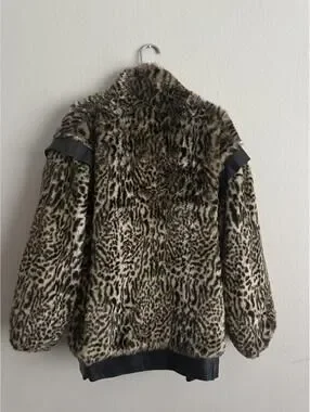 Jackets & Coats | Faux Fur Leopard Print Jacket With Black Trim | Poshmark